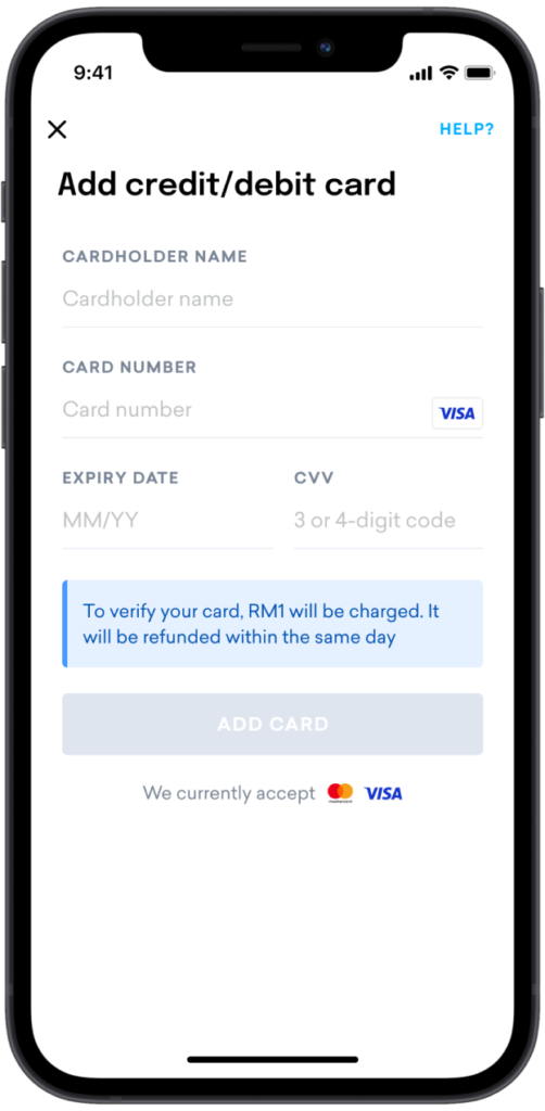 Add bank card | Setel
