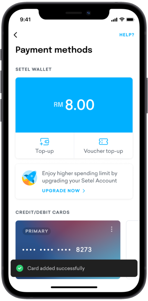 Add bank card | Setel