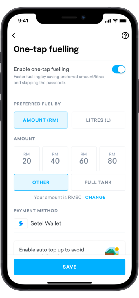 One-tap fuelling | Setel