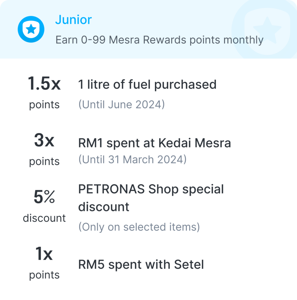 Mesra membership tiers | Setel