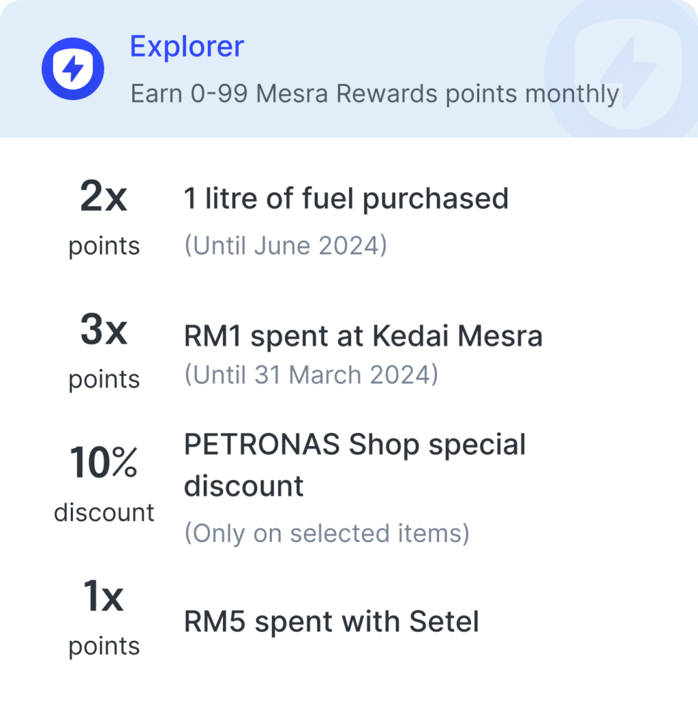 Mesra membership tiers | Setel
