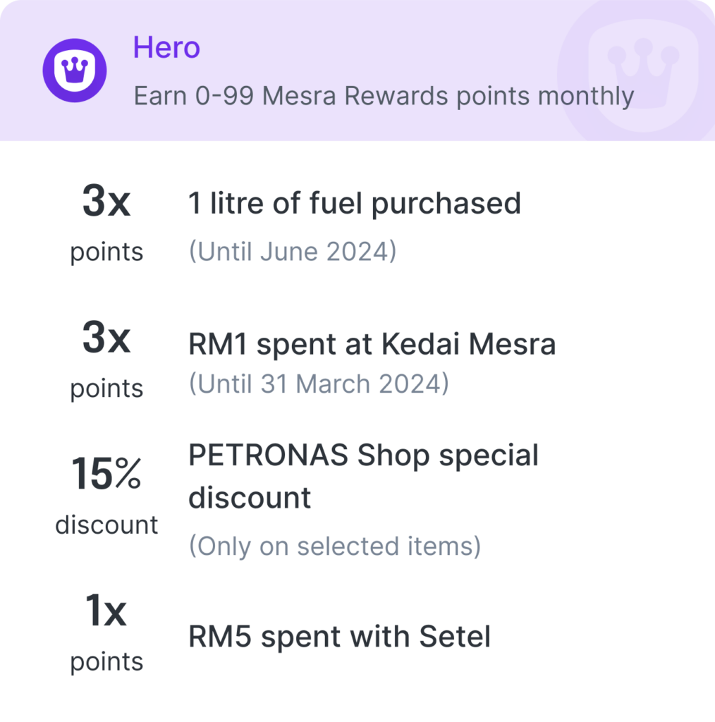 Mesra membership tiers | Setel
