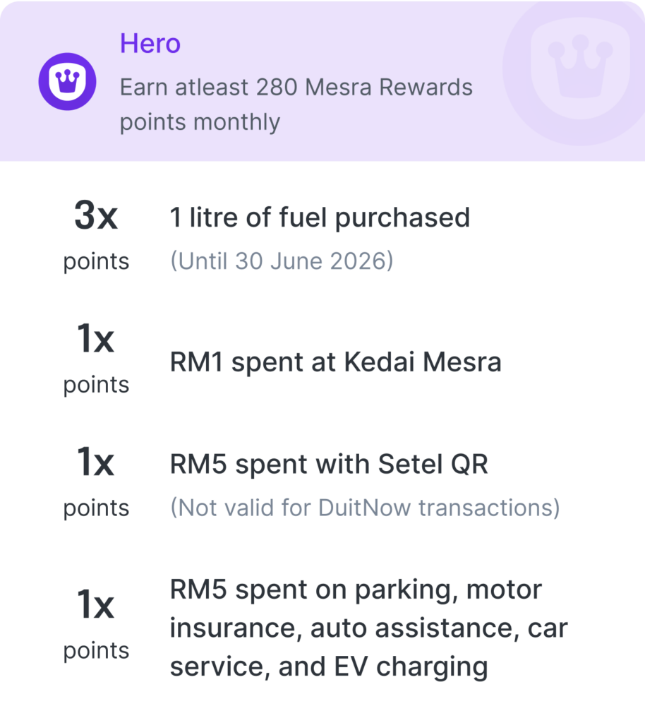 Mesra membership tiers | Setel
