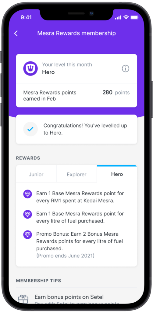 Mesra membership tiers | Setel