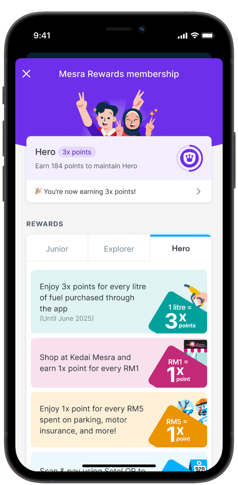 Mesra membership tiers | Setel