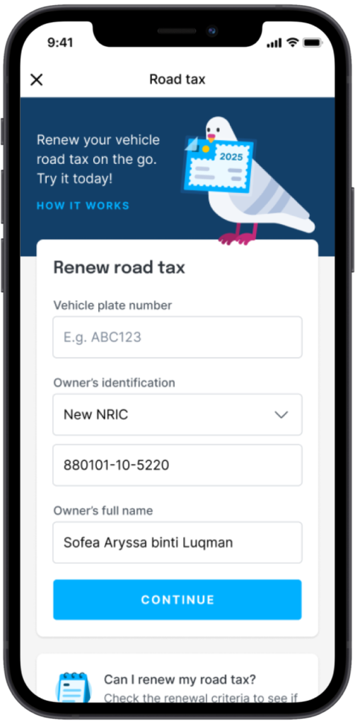 Renew road tax | Setel